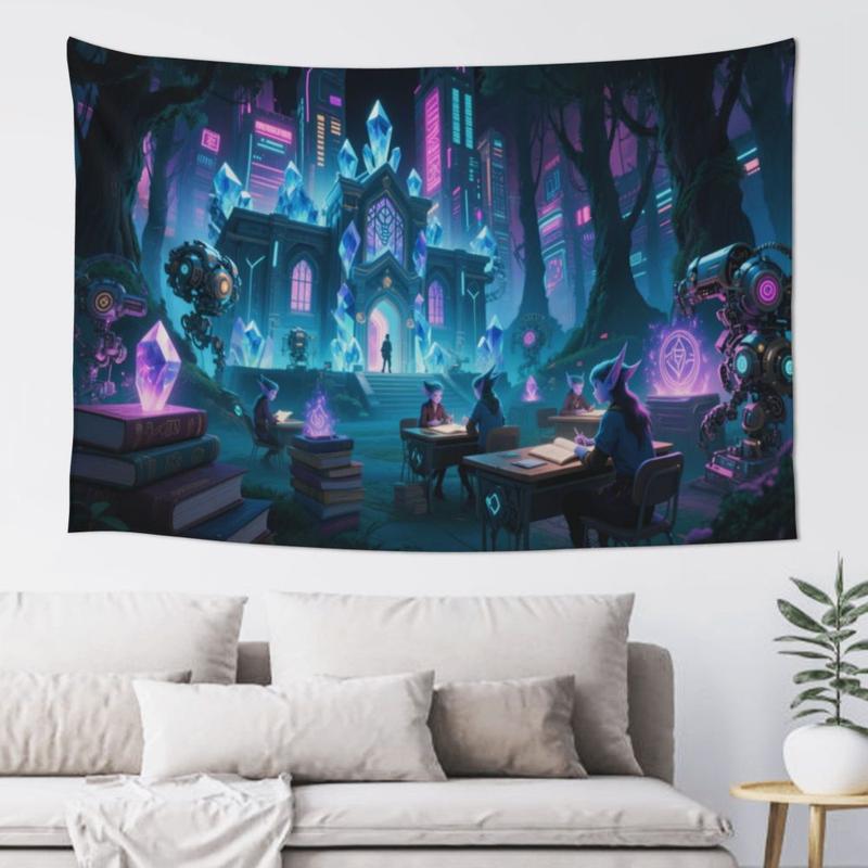 60*40 Inches Cyber Forest Magic Courtyard Tapestry: Elves Accompanying ...