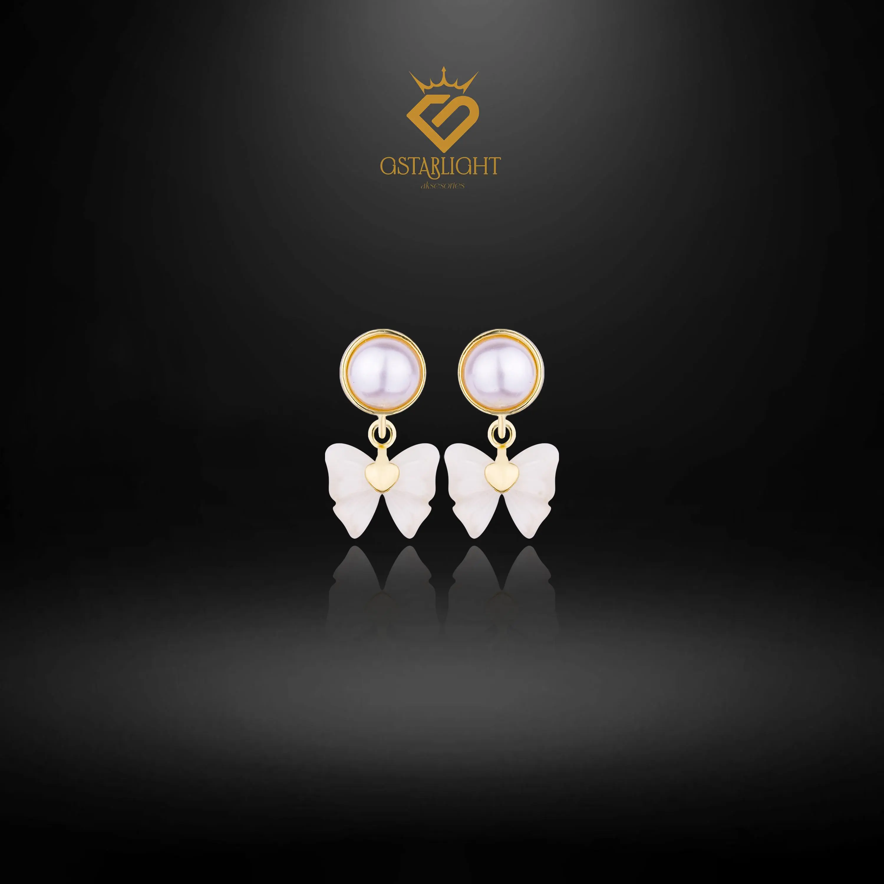 GS Aksesoris Anting Golden Pearl Butterfly: Anting Kupu-Kupu Tembaga ...