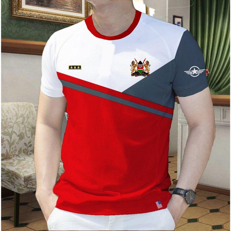 Baju-T Vintaj, Untuk Lelaki, Cetakan Jalur 3D, Baju Atasan Lengan ...