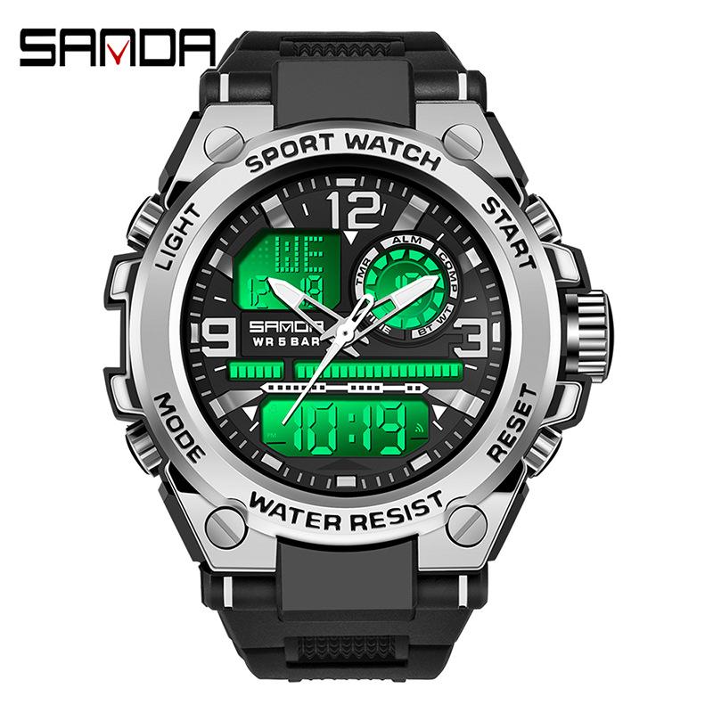 Jam tangan lelaki, SANDA 6024, kalis air, jam tangan sukan, dwi ...