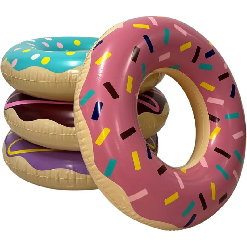 4 Pack Donut Pool Floats for Kids & Adults 30" Swim Rings Tubes Floaties for Swimming Pool ...