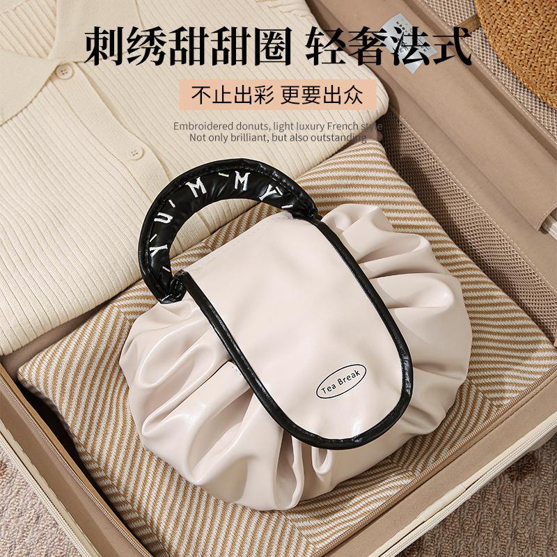 Handheld lazy makeup bag with drawstring, large capacity portable ...