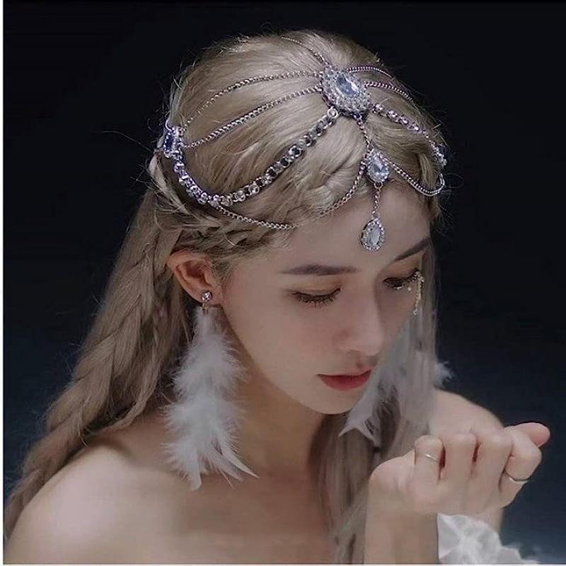 Exotic Rhinestone Headdress Forehead Diamond Bohemian Tassel Chain ...