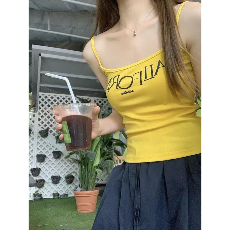 Kamisol Kuning, Gaya Amerika, Comel dan Seksi, Untuk Wanita, - TikTok ...