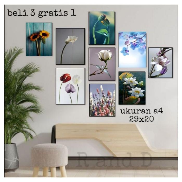 Jual Hiasan Dinding Gambar Bunga Ukuran 29x20 Cetak Foto Poster Gambar ...