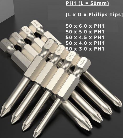 (PH1_50MM_75MM_100MM_150MM_200MM) Magnetic Hex 6.35mm Screwdriver ...
