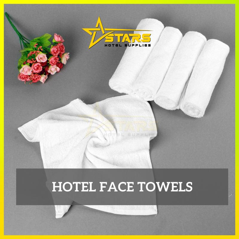 STARS 100% Cotton Face Towel Hotel 50g/White Towel Hotel/Tuala Hotel ...