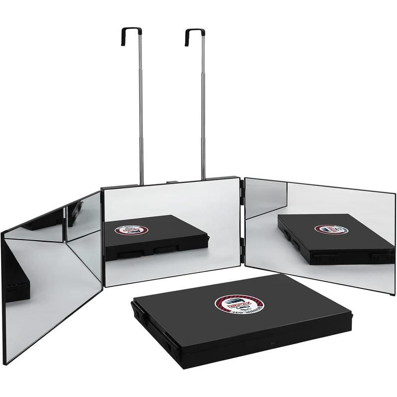 3 Way Mirror for Self Hair , 360? Trifold Mirror with Height Adjustable ...