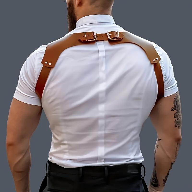 Suspender Abah-abah Dada PVC Lelaki, Perincian Rivet Punk, Gesper ...