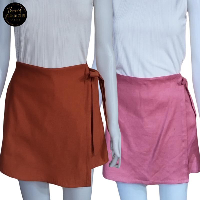 Thea Plain Casual Skorts Palda Shorts with Ribbon for Women Stretchable ...
