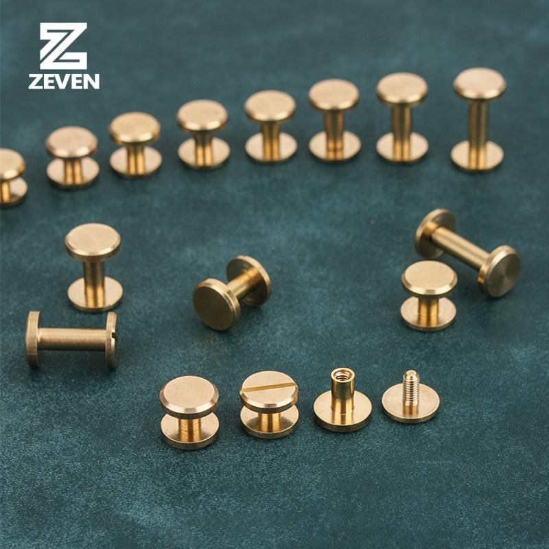 Solid Brass Flat Head Button Stud Screw Nail Rivet Chicago Screw ...