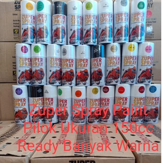 Jual Pilok Pilox Zuper Spray Paint Warna Glossy Metallic Doff Hitam ...