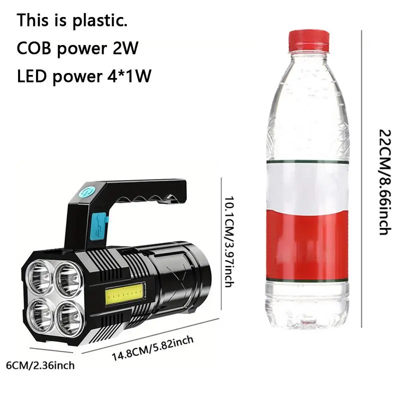 1 Piece 4 In 1 Portable Strong Torch With Handle, LED Flashlight Super ...