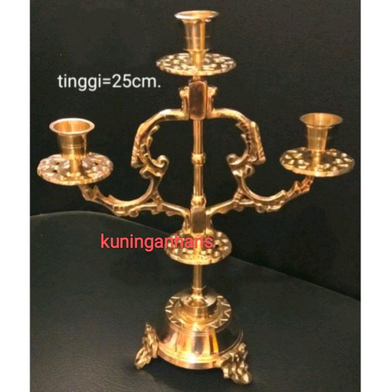 Tempat Lilin Cabang 3 Logam Kuningan - Shop | Tokopedia