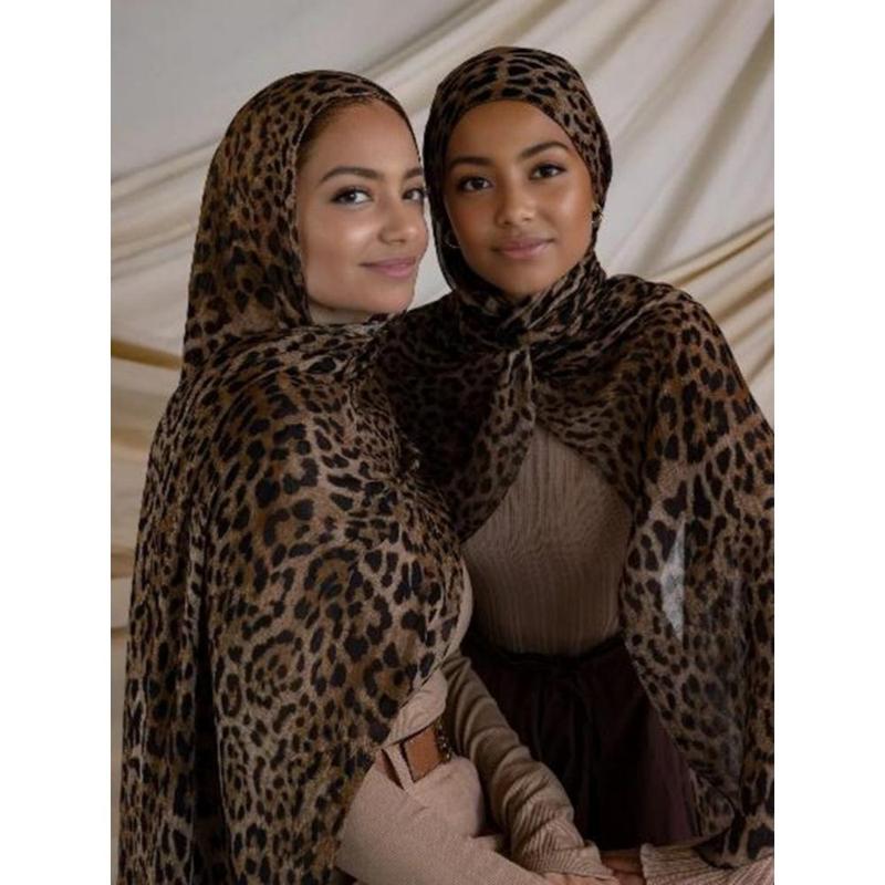 1Pcs Ramadan Hijab Leopard Print Women Bohemian Watercolor Soft ...