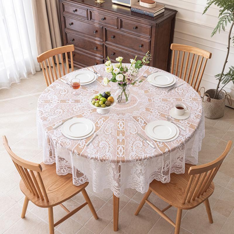 180cm Diameter Rustic Wedding White Lace Tablecloth Vintage Embroidered ...