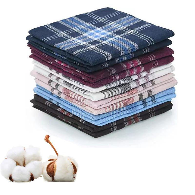 6pcs 12pcs Square Plaid Stripe Handkerchiefs Men's Classic Vintage ...