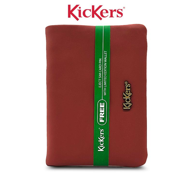 Kickers Genuine Top Grain Cowhide Leather Ladies Maroon Tri Fold ...
