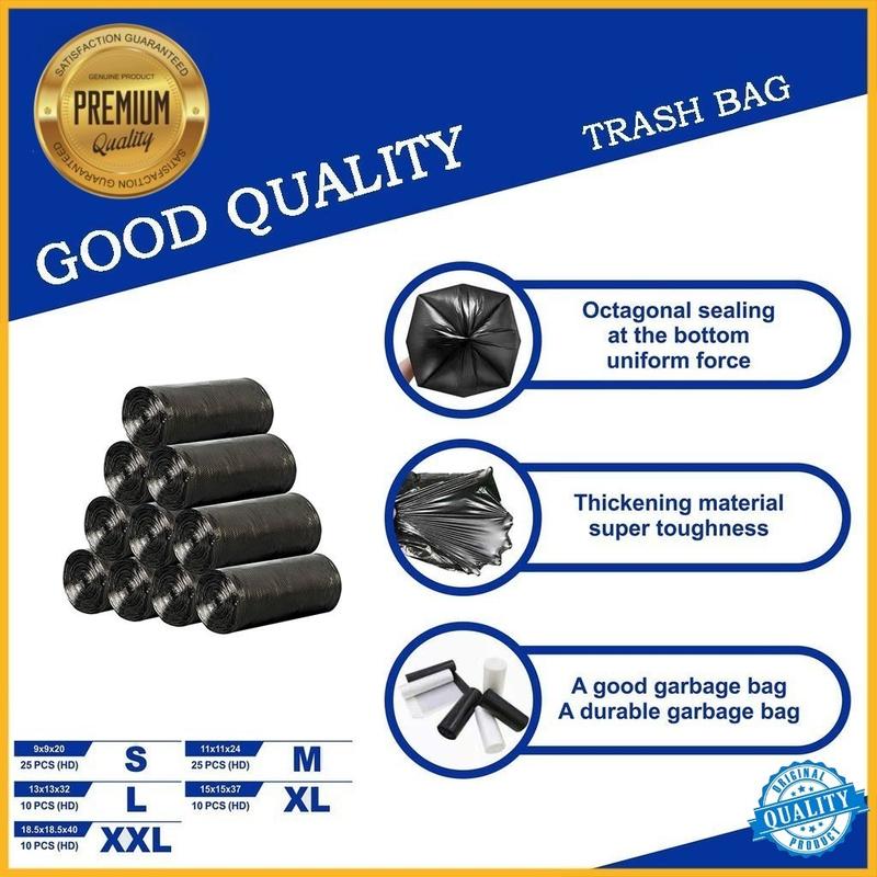 NEW GOOD Thickened Trash bag Garbage bag Black (Small/Medium/Large/XL ...
