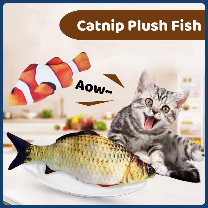 JACIRCLE Cat Fish Toy Catnip Plush Pillow Interactive Bite Chew ...