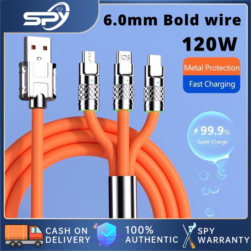 Spy 3 IN 1 Charging Cable 120W 6A Super Fast Charger USB Protecetion ...
