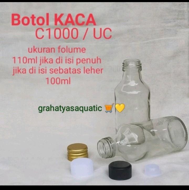 Botol kaca 100 ml bening (UC) 1000 tutup putih - Shop | Tokopedia