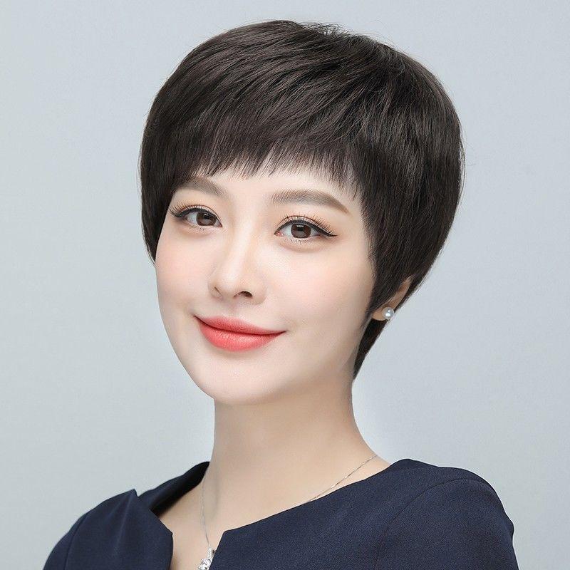 100% Human Hair Wigs For Women Short Wig Hair Modern Style Full Machine ...