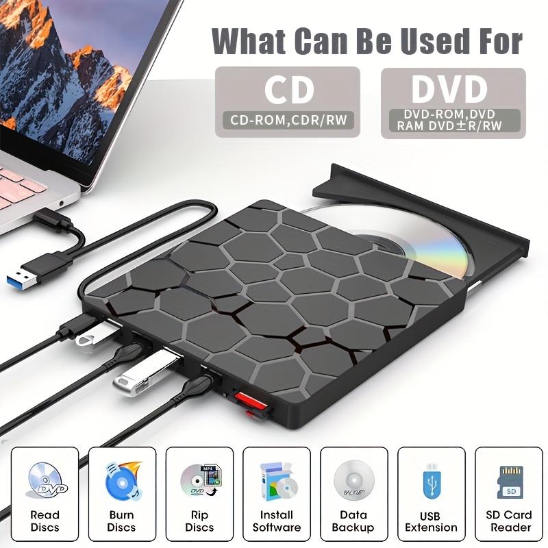 Pemacu CD / DVD Luaran, untuk Komputer Riba, Pemain DVD, 8-dalam-1 ...