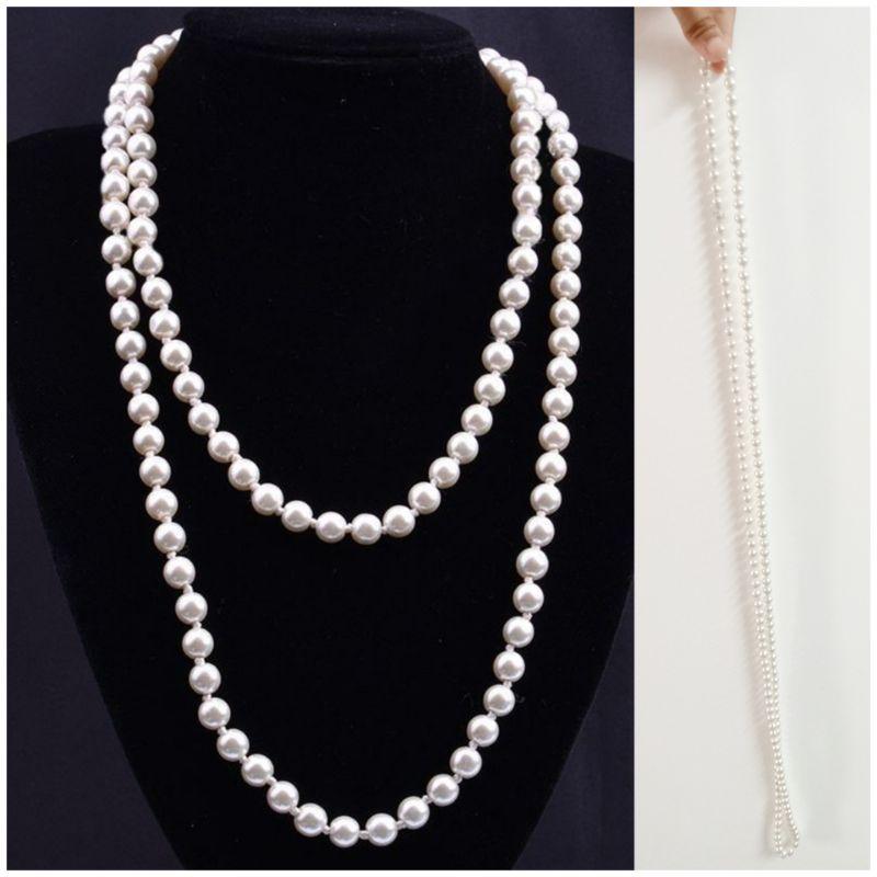 LZ [12 Warna] Rantai Manik Putih ala Mutiara 142 cm Panjang Manik ...