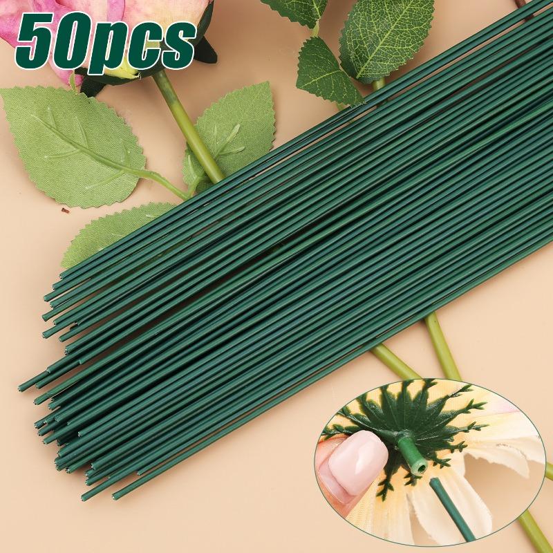 Batang Bunga Tiruan, 50Pcs, Batang Wayar Besi Daun Mawar, Batang ...