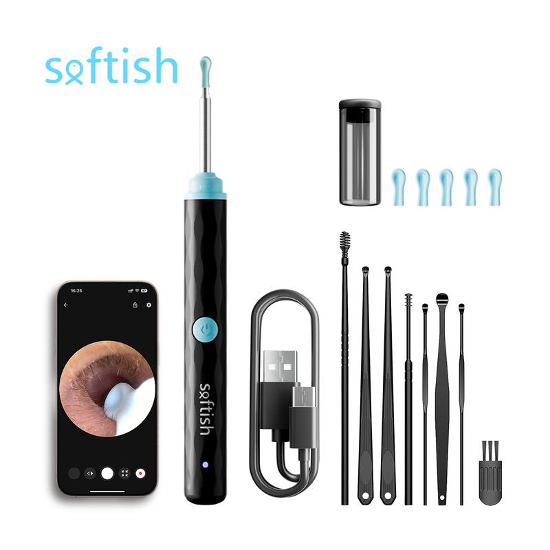 Softish Ear Wax Removal Tool with Camera ，Portable Type-C Rechargeable ...