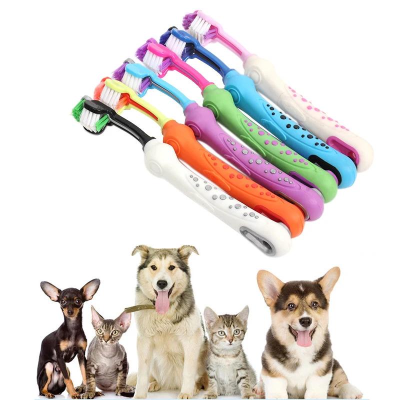 Three-Sided Pet Toothbrush Multi-Angle Toothbrush Cleaning Dog - TikTok ...