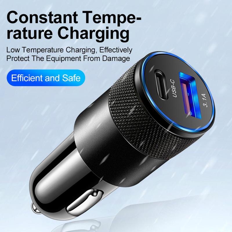 Car Charger Small Steel Gun Car Charger Metal Aluminum 3.1a Phone ...