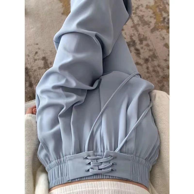 Seluar Kaki Lebar Sempit, Pinggang Tinggi Kecil, Slim Fit, Rekaan ...