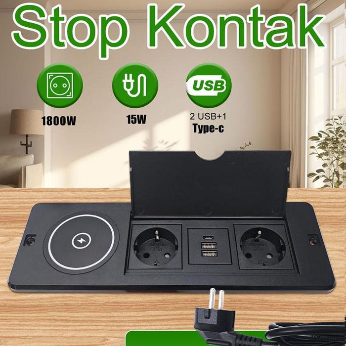Promo PowerPort Meja Meeting Tanam Power Strip Power Socket Charger ...