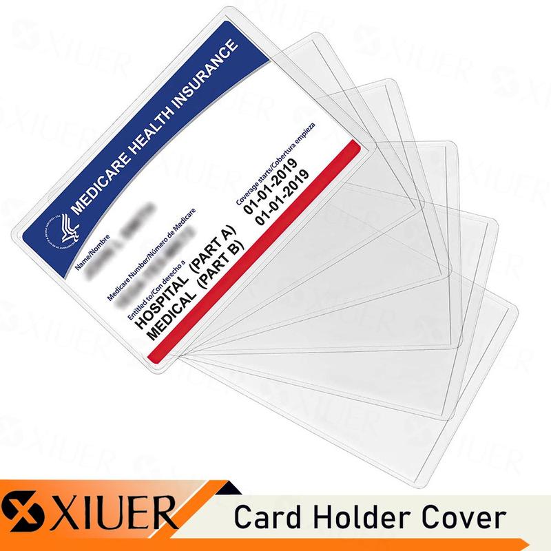XIUER 10Pcs Card Holder Plastic ID Card Protector Sleeves Double ...