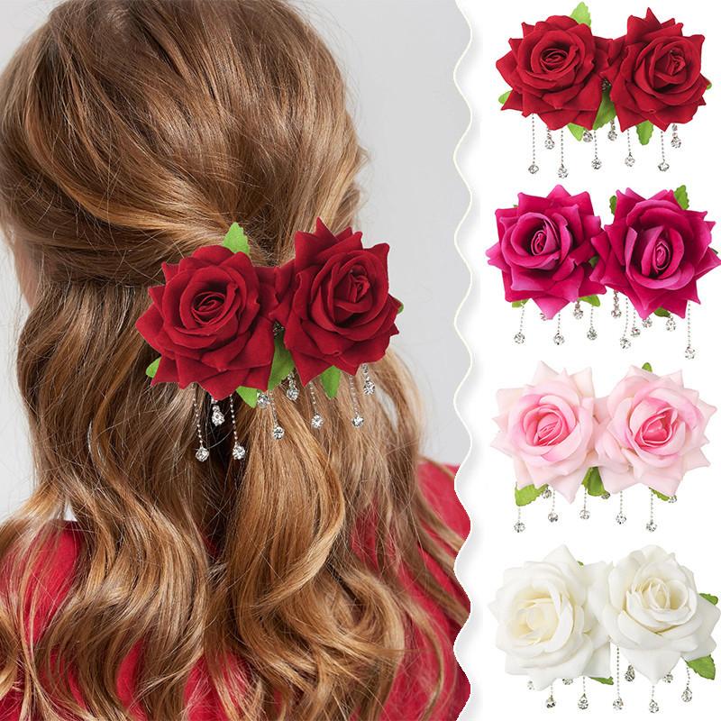 Klip Rambut Kristal Mawar, Tiga Dimensi, Simulasi, Elegan, Untuk Wanita ...