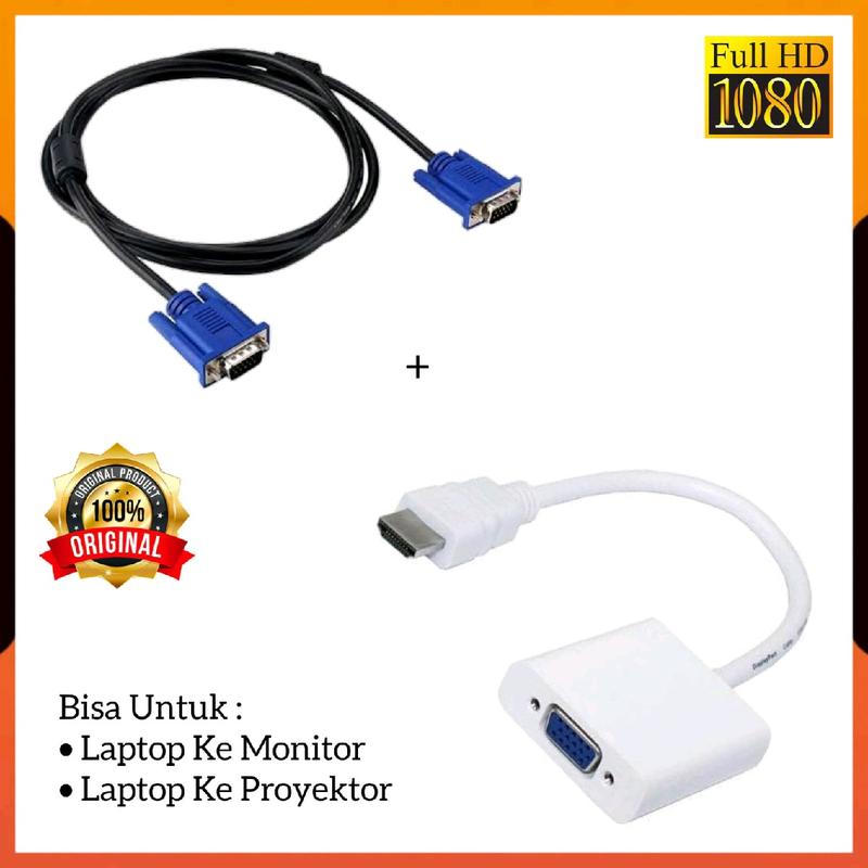 KABEL VGA TO VGA DIGITAL MALE TO MALE 1.5 METER + ADAPTER KONEKTOR ...