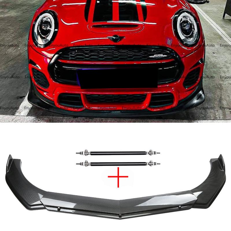 For Mini Cooper R55 R56 F55 F56 Front Bumper Lip Spoiler + Strut Rods ...