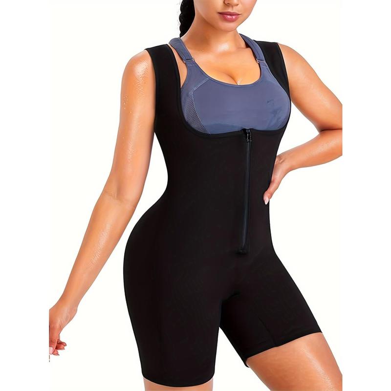Plus Size Women's Slimming Sauna Suit - High-Stretch, Zip-Up - TikTok Shop