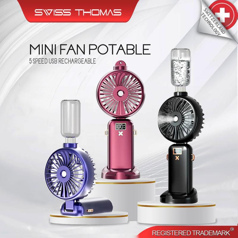Swiss Thomas USB Handheld Mini Fan Foldable Neck Hanging Fans - TikTok ...