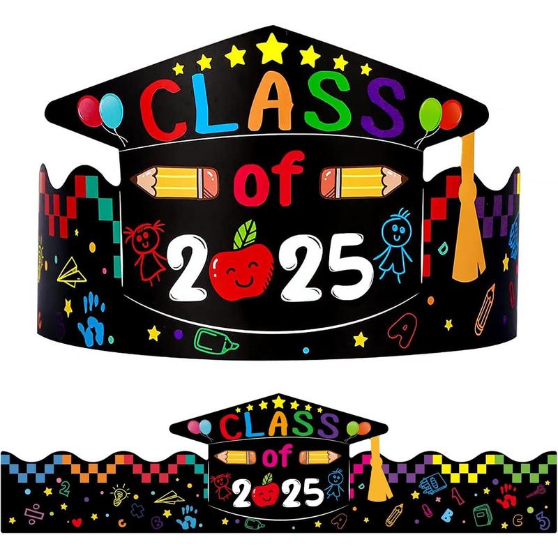 Kids Preschool Graduation Paper Cap 2025-24pcs Adjustable Kindergarten ...