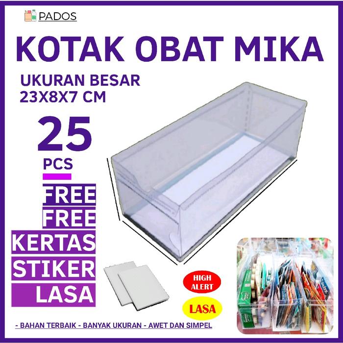 Jual 25 pcs Kotak Obat ukuran besar 23x8x7cm Mika plastik / Apotek ...