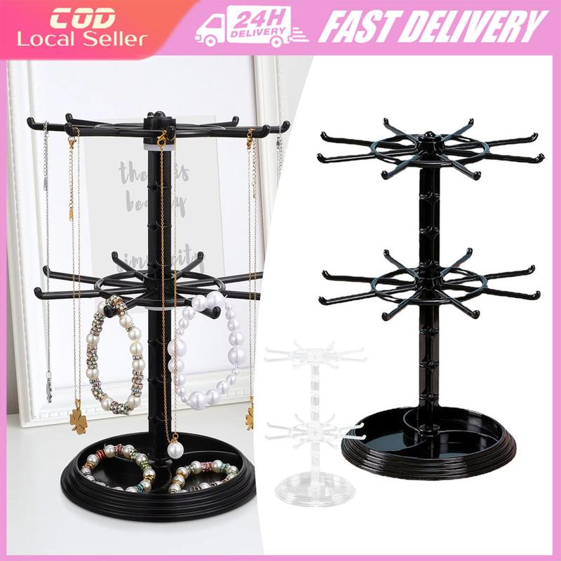 Double Layer Keychain Stand Rack Pendants Jewelry Rotatable Display ...