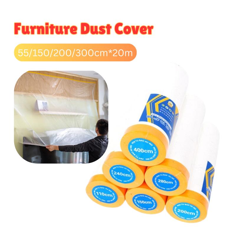 【12 SHOP】Furniture Anti Dust Cover Masking Film with Tape Dust - TikTok ...
