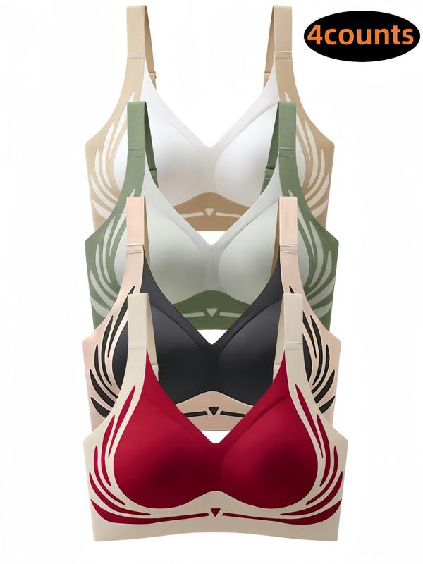 Women's Colorblock Wireless Bra, Soft Comfortable Breathable Adjustable ...