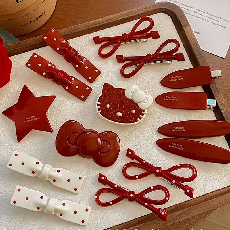 Set of 15 star/heart hair clips, red polka dot bow hair clips, - TikTok ...