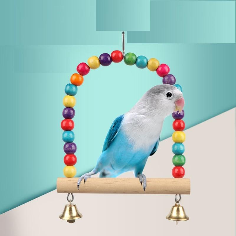 1Pcs Hanging Swings Parrots Stand Wooden Colorful Beads Bird - TikTok ...