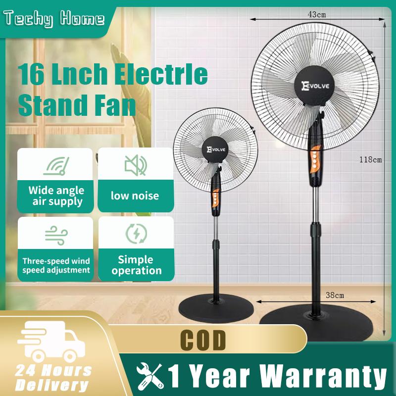 Techy Home Electric Fan Stand Fan 16 Inch Standard 5 Blade Remote ...