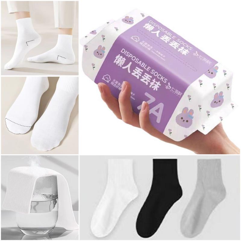 Portable 35-43 Disposable Socks White Black Grey Sweat Absorption ...